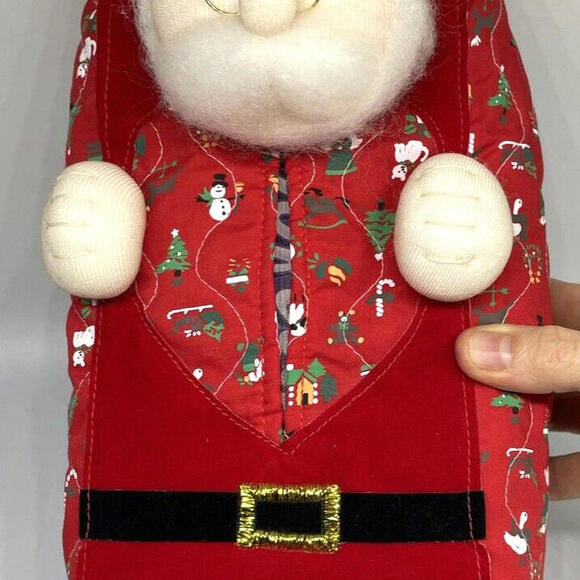 Other | Santa Claus Christmas Quilted Fabric Tissue Box Cover Vintage ...